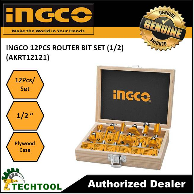 INGCO 12PCS ROUTER BIT SET 1/2" (AKRT12121) | Shopee Philippines
