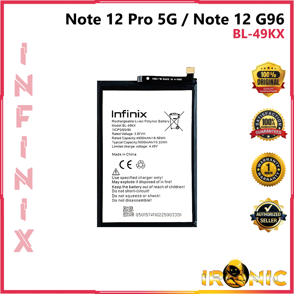 Infinix Note 12 Pro 5G / Note 12 G96 Battery Model BL-49KX Original ...