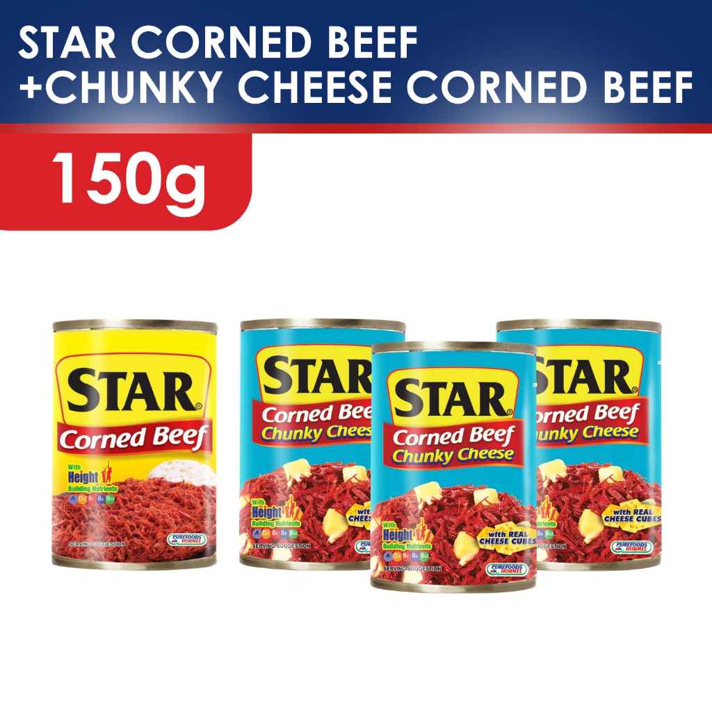 Star Corned Beef (150g) + 3 pcs Star Chunky Cheese Corned Beef (150g ...
