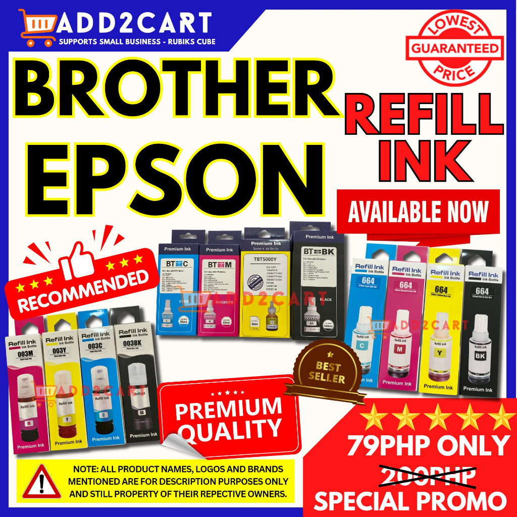 BROTHER / EPSON 003 / EPSON 664 COMPATIBLE PREMIUM INK L120 L121 DCP ...