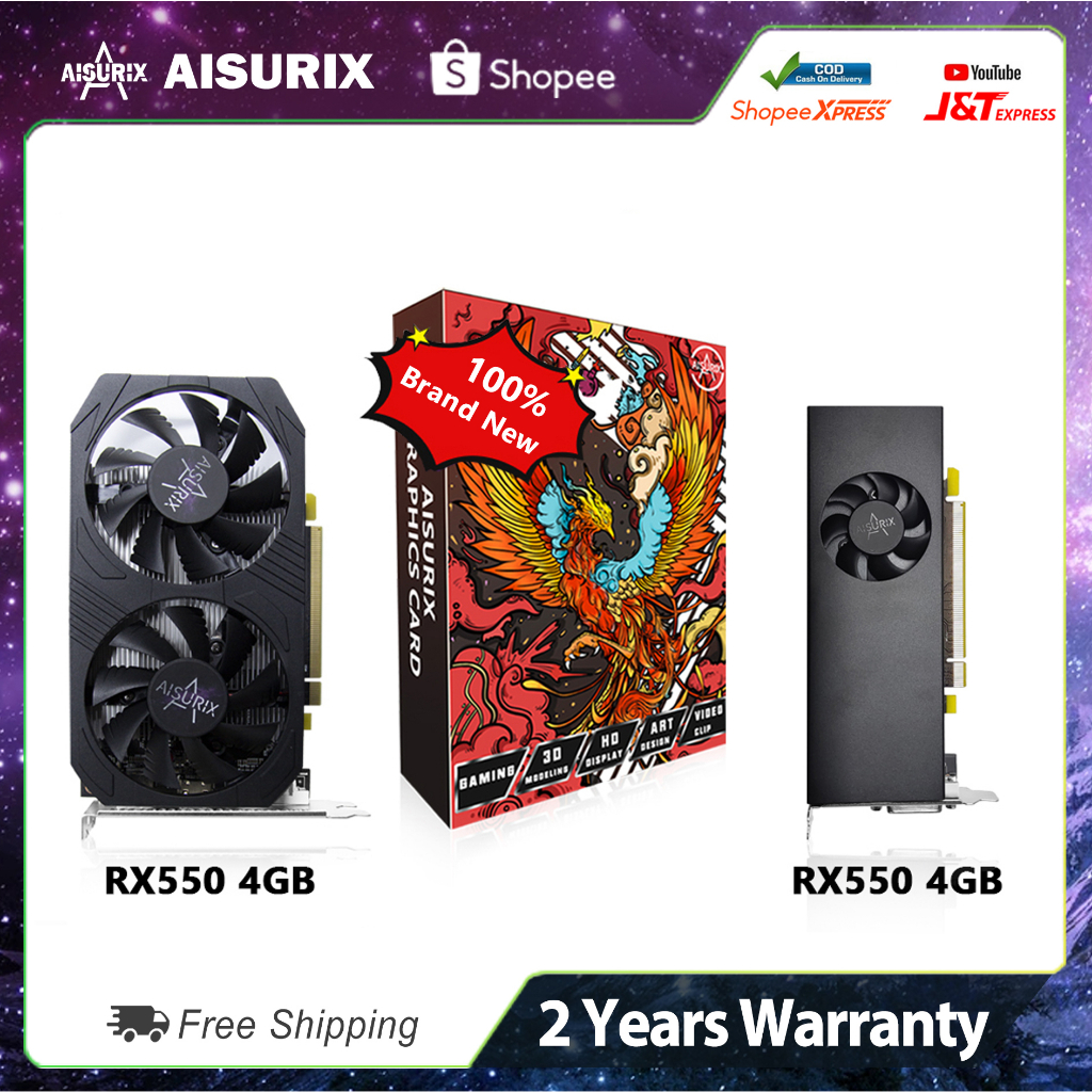 AISURIX NEW RX 550 4GB GDDR5 SFF Graphics Card GPU Video Card Gaming ...