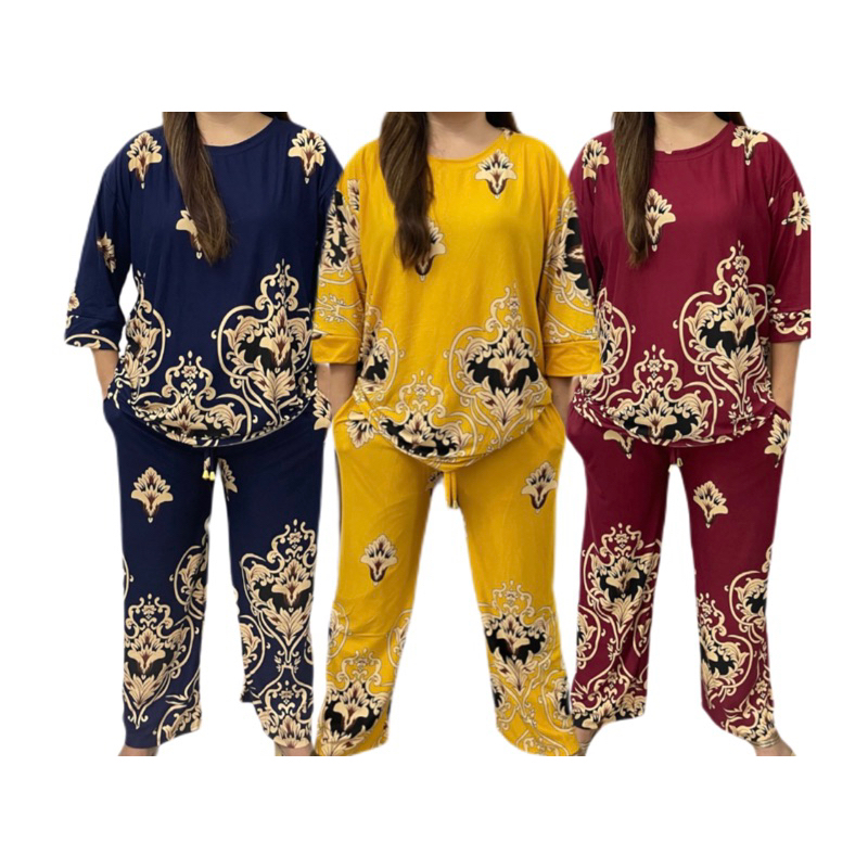 Senepa 3/4 sleeve Plus size Terno Pajama XL-2XL | Shopee Philippines