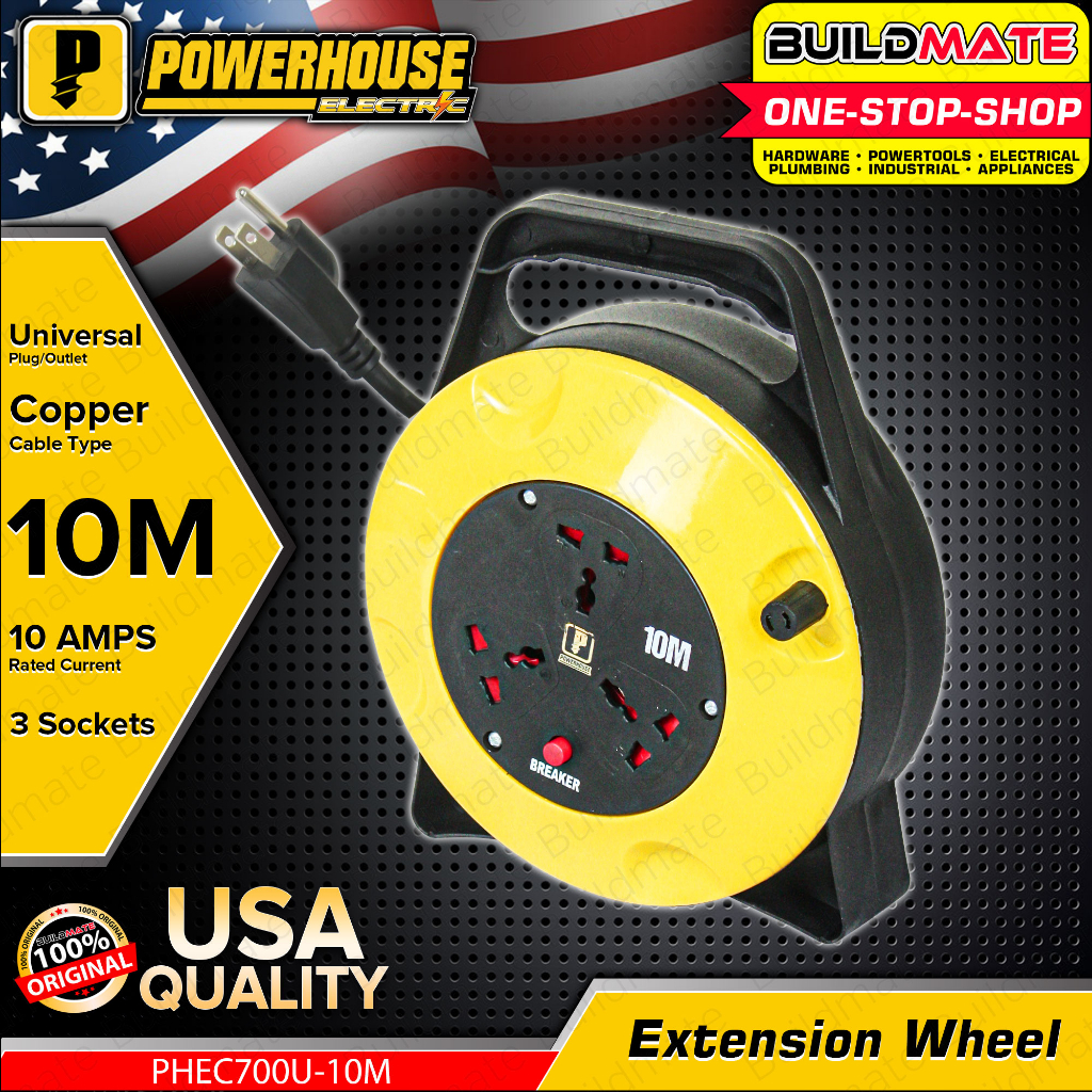 BUILDMATE Powerhouse Electric Extension Wheel 10M 30M Universal Outlet ...