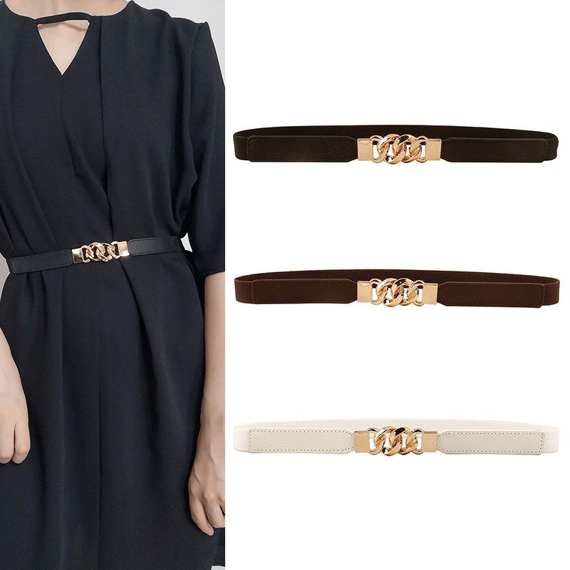 Ladies Garterized Dressed Belt With Chain Buckle Design Elegant Dress ...