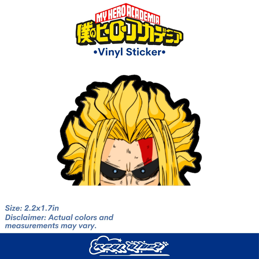 All Might My Hero Academia Sticker Anime Vinyl Peeker Stickers ...