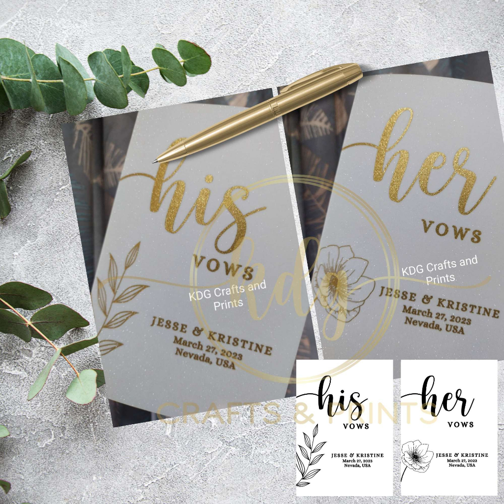 1 pair - His and Her Wedding Vows Card - Minimalist / Quotes / Lyrics ...