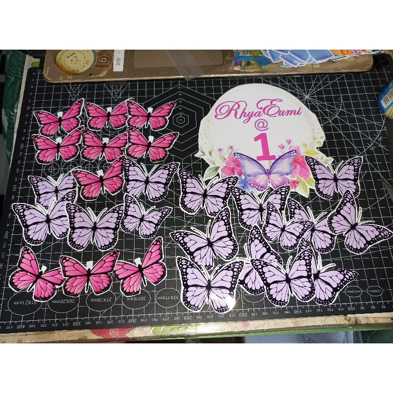 customized photo Printed cake toppers and cupcakes pink and purple ...