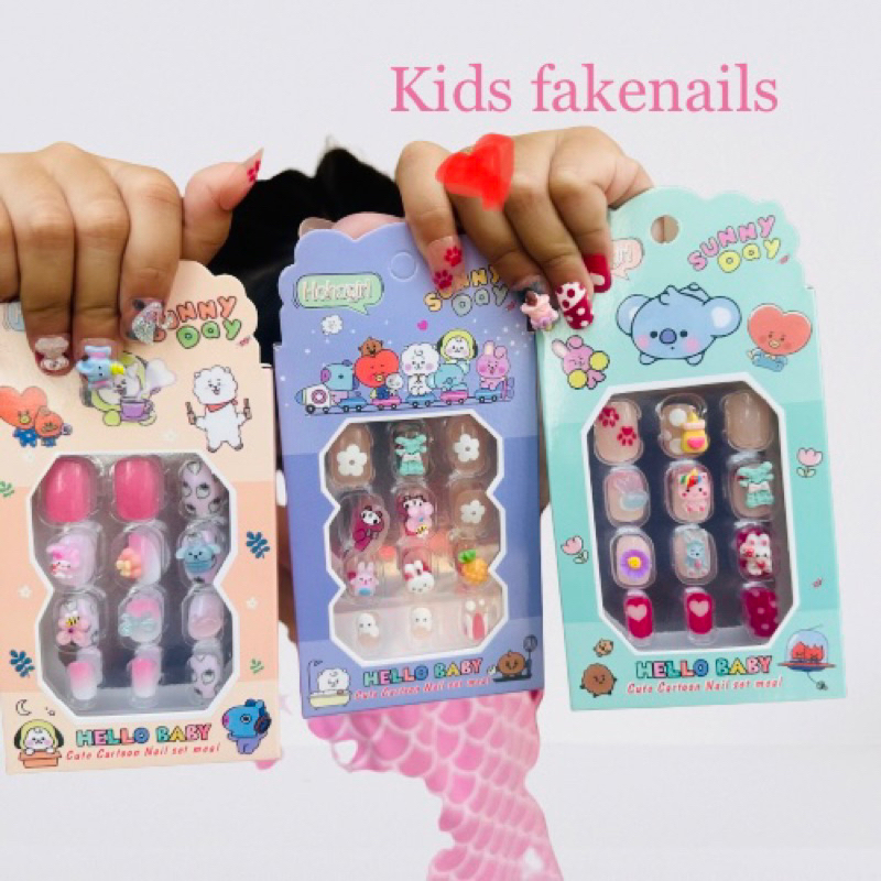 3d 12pcs nail FAKENAILS for kids film detacble back film girls kid toy ...