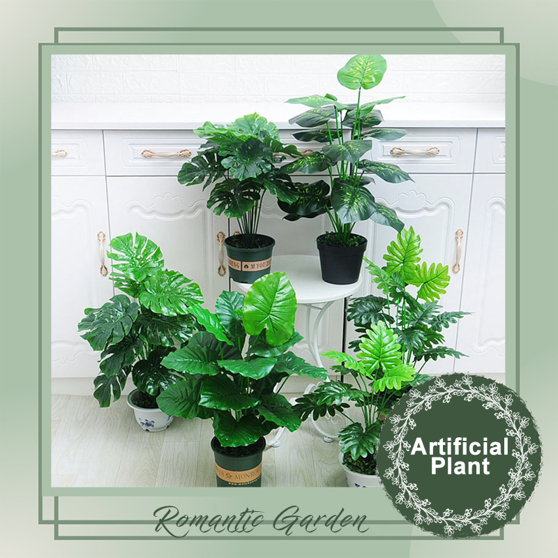potted artificial plants green leaves plastic | Shopee Philippines
