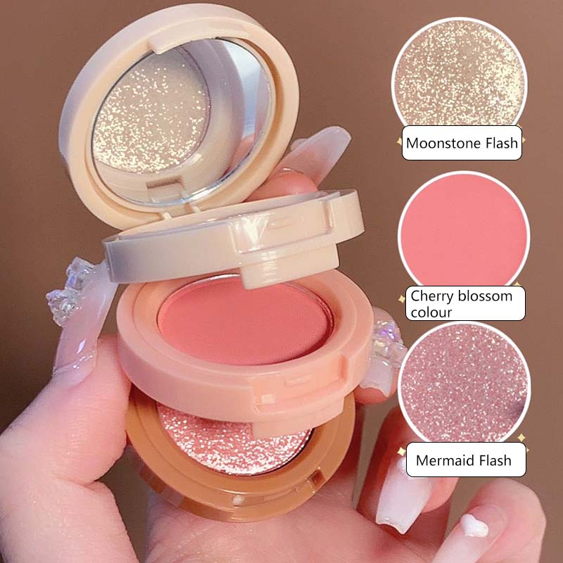 HUDAVIOJI 3 In 1 Matte Highlighter Blush Palette Pearly Blush Shiny ...