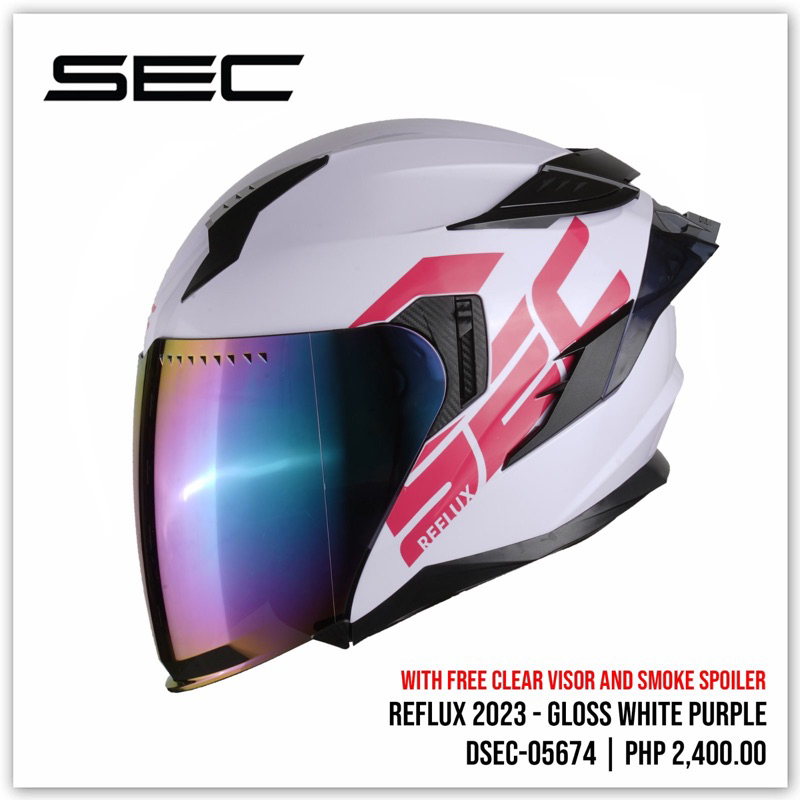 Reflux SEC half face dual visor helmet with FREE CLEAR LENS & SPOILER ...