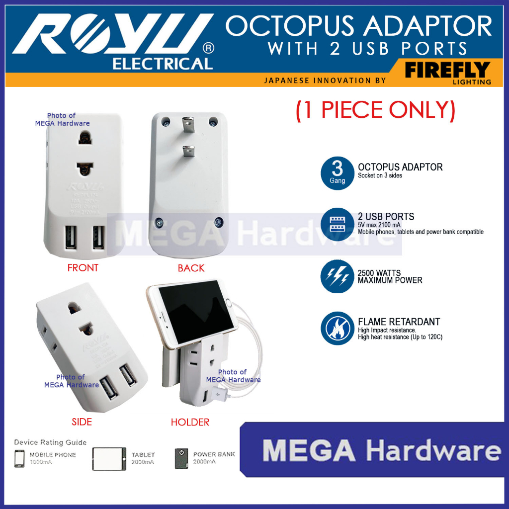 ROYU / OMNI Universal Octopus Multi Socket / Side Adaptors WITH USB ...