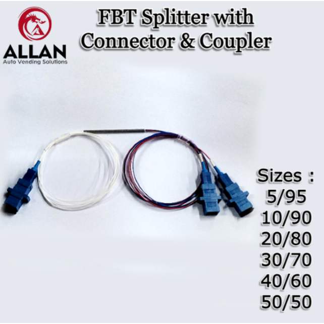 Allan Fiber Optic FBT Wire With Connector 1x2 SC/UPC 5:95/ 10:90/ 30:70 ...