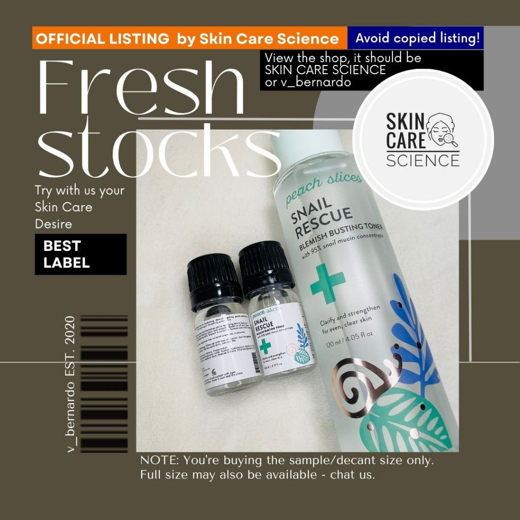 Peach Slices Snail Rescue Blemish Busting Toner sample | Shopee Philippines