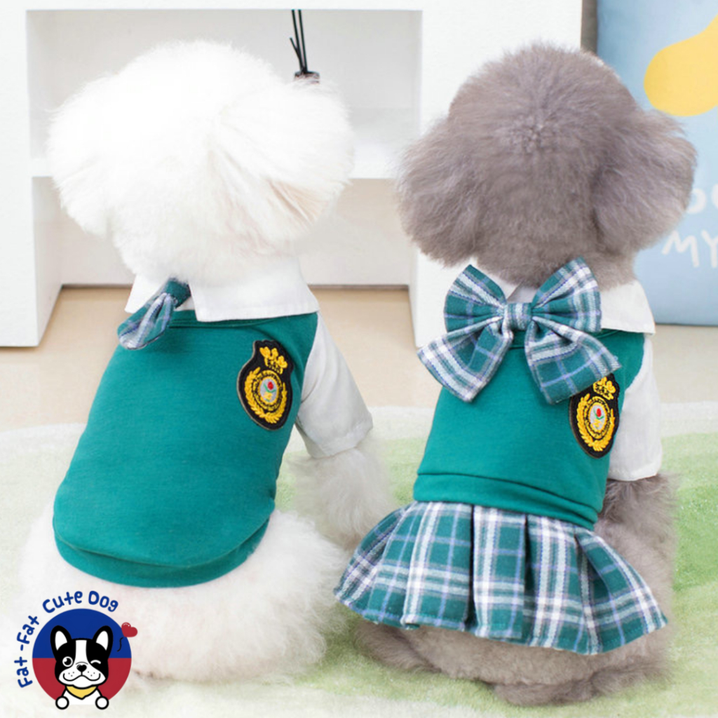 Pet Skirt Summer College Dog Clothes Couple Outfit Bow Tie Pullover ...