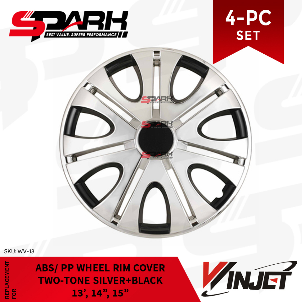 (Complete Set) ABS Wheel Rim Cover Hub Cap Cover Two-Tone 14" 15 ...