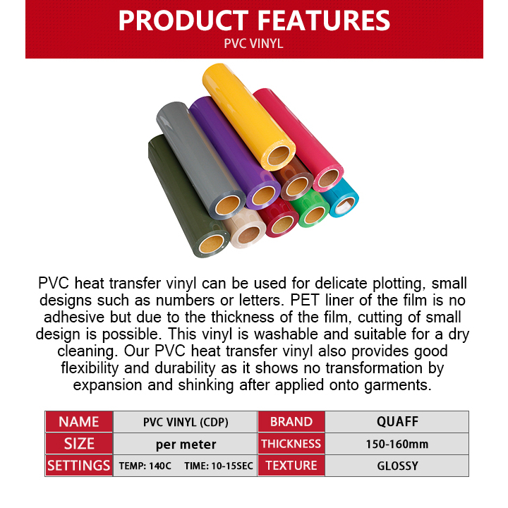 QUAFF Korea Rubberized Heat Transfer Vinyl CDP (20 inches x 1 meter ...