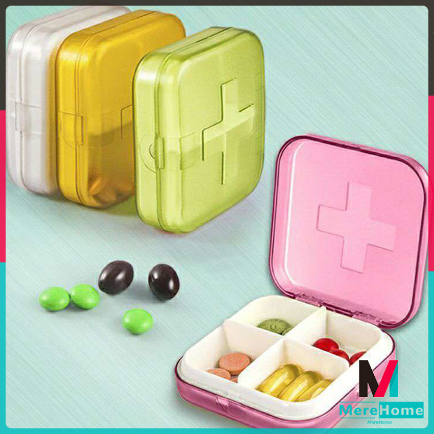 4 Slot Medicine Box Mini Storage Box Colourful Family First Aid Drug ...