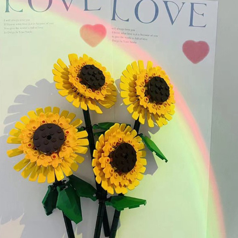 Blocks Building Flower Bouquet for Gift DIY Rose Flower Sunflower ...