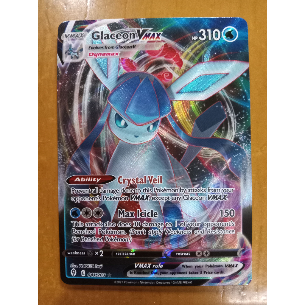 Glaceon VMAX Ultra Rare 041/203 Pokemon TCG Standard English (Evolving ...