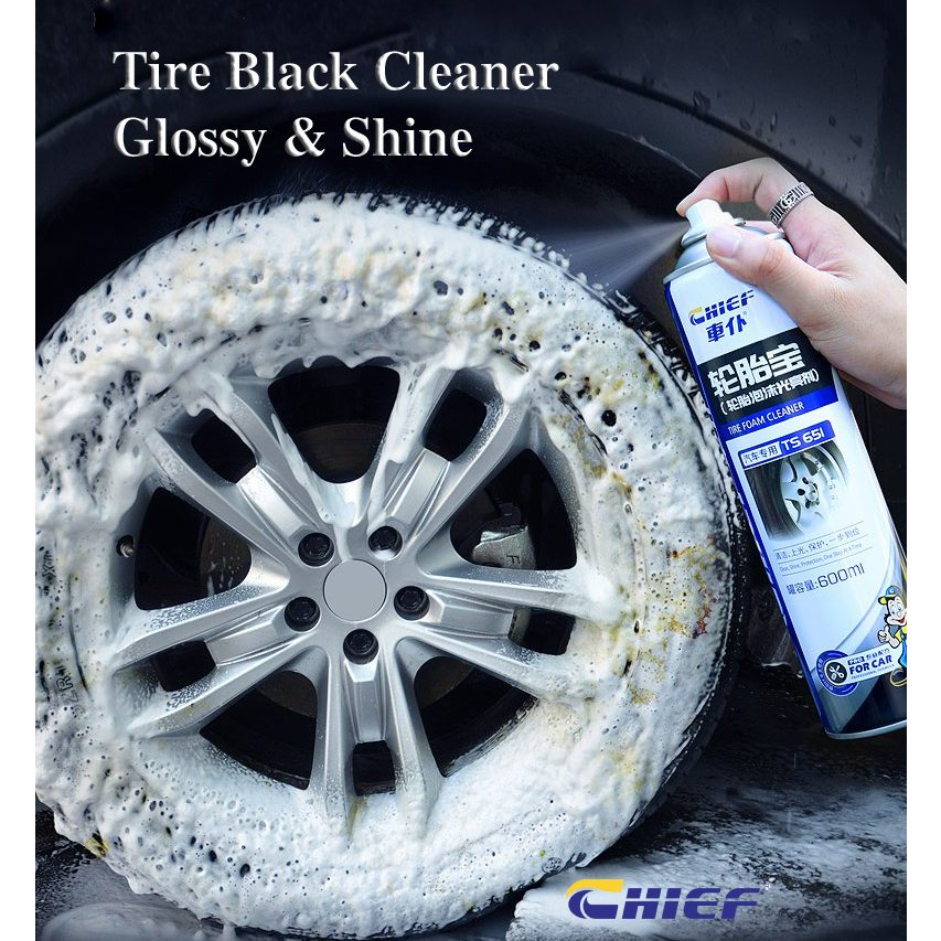 Chief Tire Cleaner Foam Type NO water needed wax high gloss dissolve ...