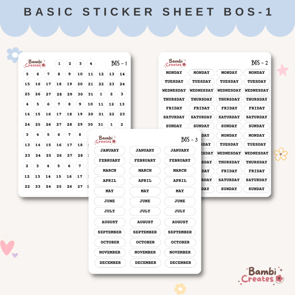 Basic Sticker Sheet Minimalist Sticker Planner Sticker Journal Sticker ...