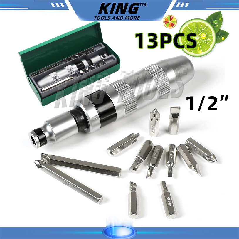 13PCS Drive Impact Screwdriver Set 1/2 Inch Hand Impact Driver ...
