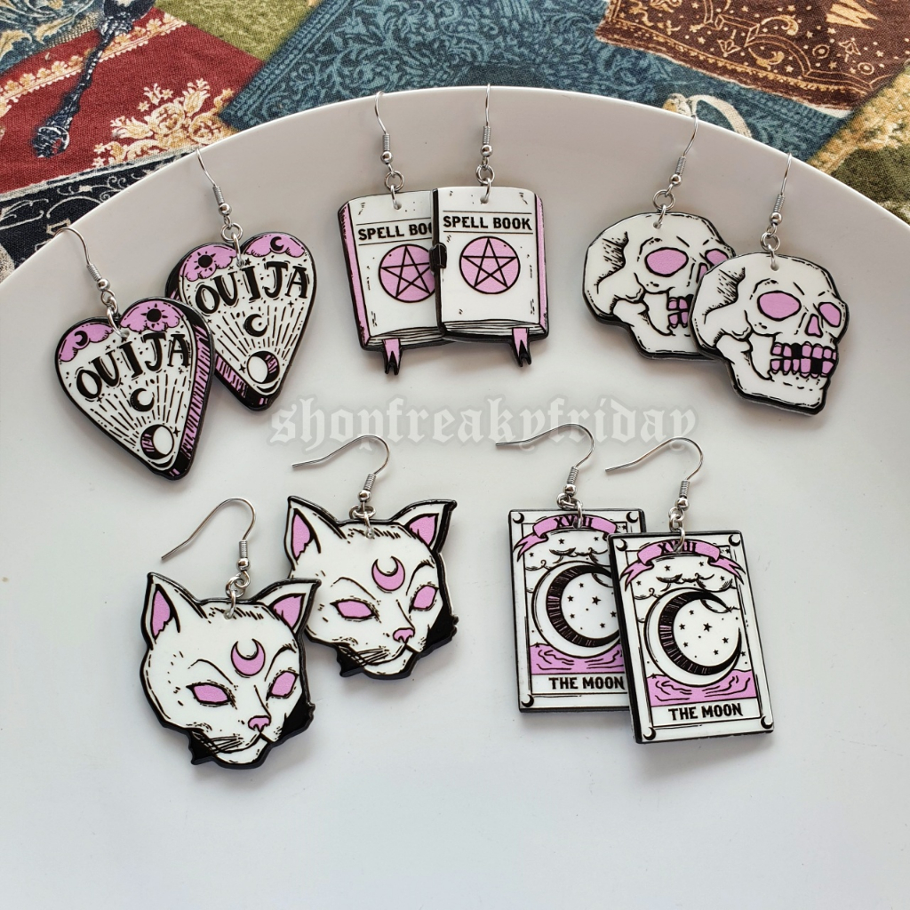 STAINLESS Mystical Ouija Planchette Skull Cat Moon Tarot Spell Book ...