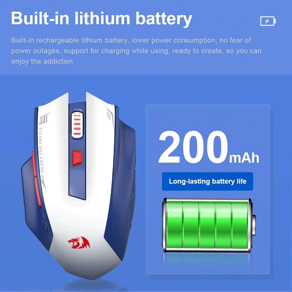 Redragon Woki RGB Wireless Gaming Mouse White-Blue (M994WBR) | Shopee Philippines