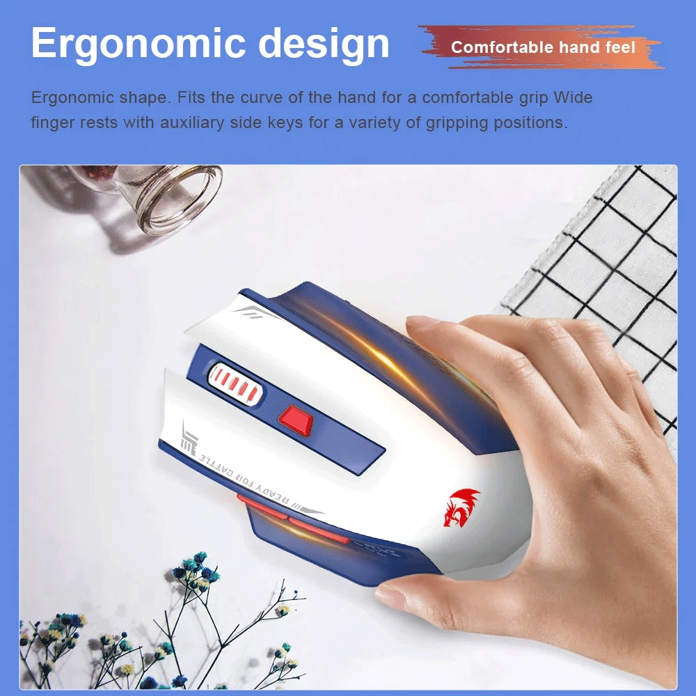 Redragon Woki RGB Wireless Gaming Mouse White-Blue (M994WBR) | Shopee Philippines