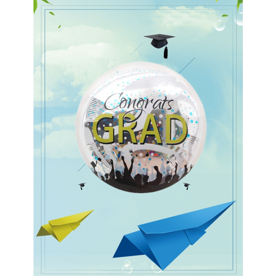 18 inches Silver Round Graduation theme Congrats Grad party decoration ...