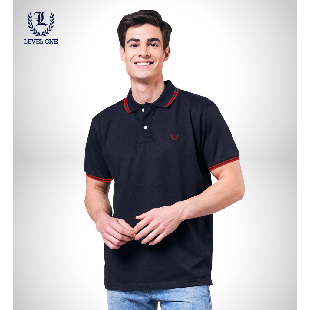 Level One Men's Twin Stripes Same Color Polo Shirt w/ "L" Crest ...