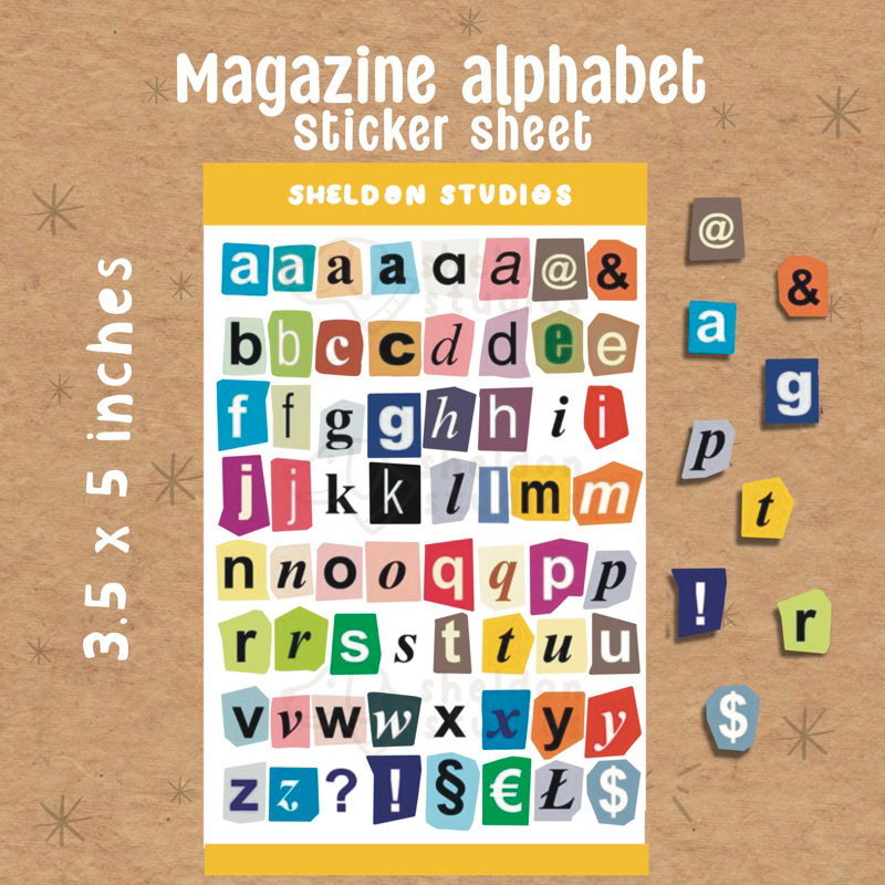 Magazine inspired Alphabet Sticker sheet | 3.5 x 5 inches | Shopee ...