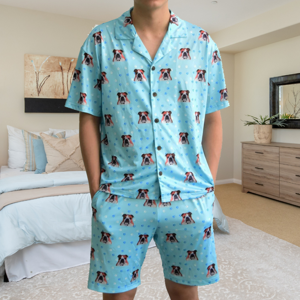 Personalized Pajama Men's Short Sleeve Pajama Customized Gifts for Him ...