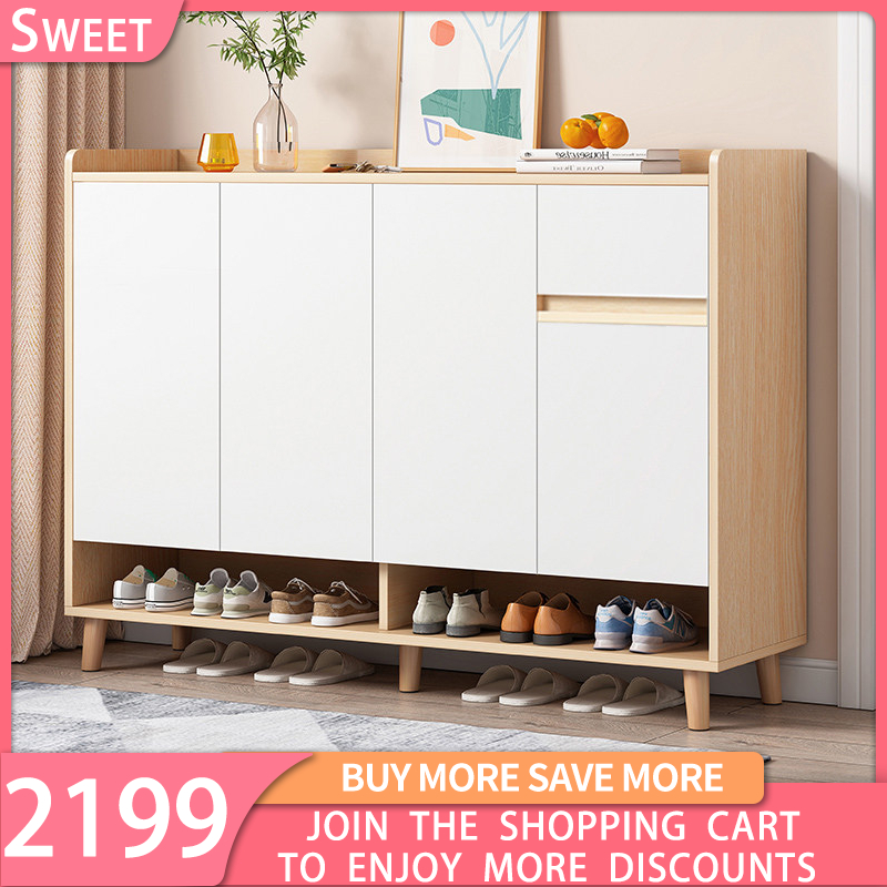 SWEETHOME-Wooden shoe rack cabinet high-capacity organizer wood with ...