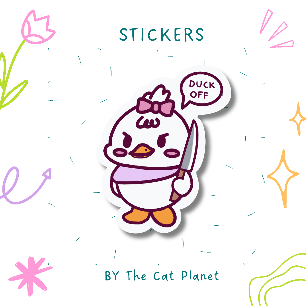 Duck Off - Cute Duck Sticker | by The Cat Planet - Laptop Sticker ...