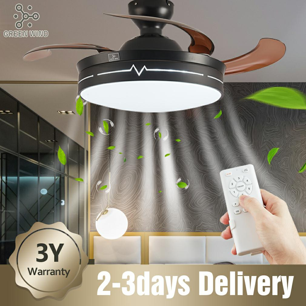 GREEN WIND Ceiling Fan With Light 3 Colors Chandelier Fan 42"Decorative ...