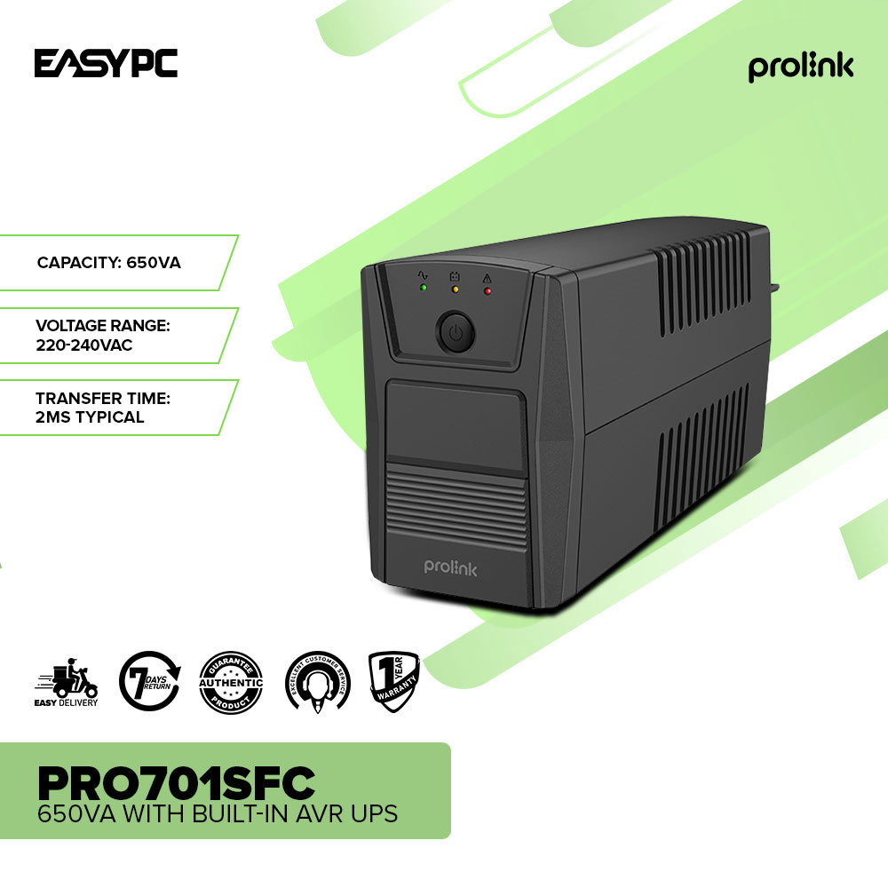 EasyPC| Prolink PRO701SFC with AVR 650VA UPS Desktop power surge ...