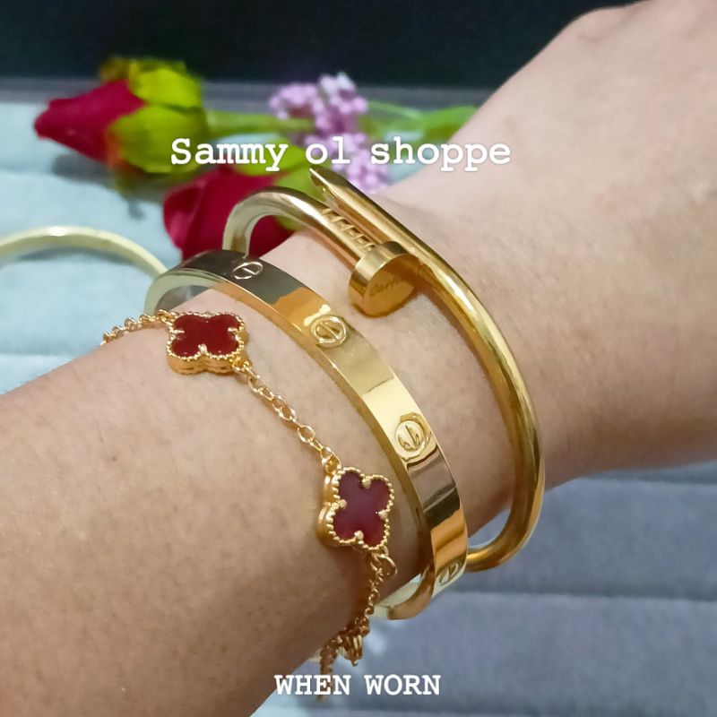 SOS FULL SET C.BANGLES/NAIL BANGLE&mini 10mm vca four leaf clover ...