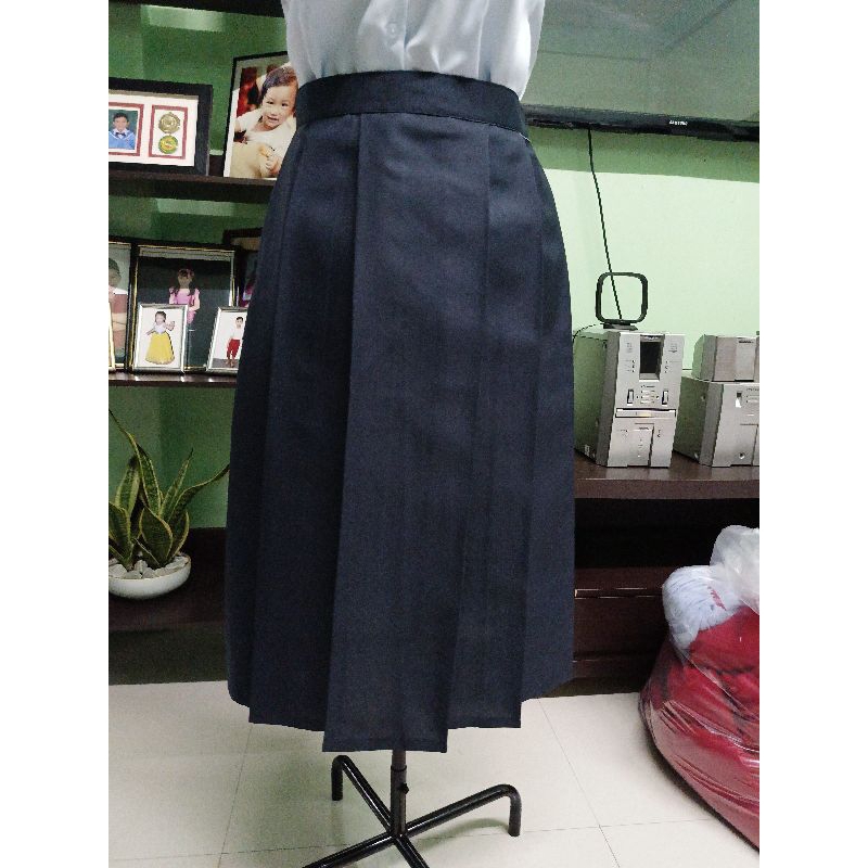 palda uniform Navy blue round and back pleats | Shopee Philippines