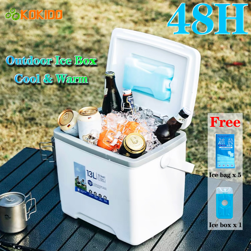 6L/13L Outdoor Ice Box Cooler Freezer With Ice Brick Camping Picnic ...