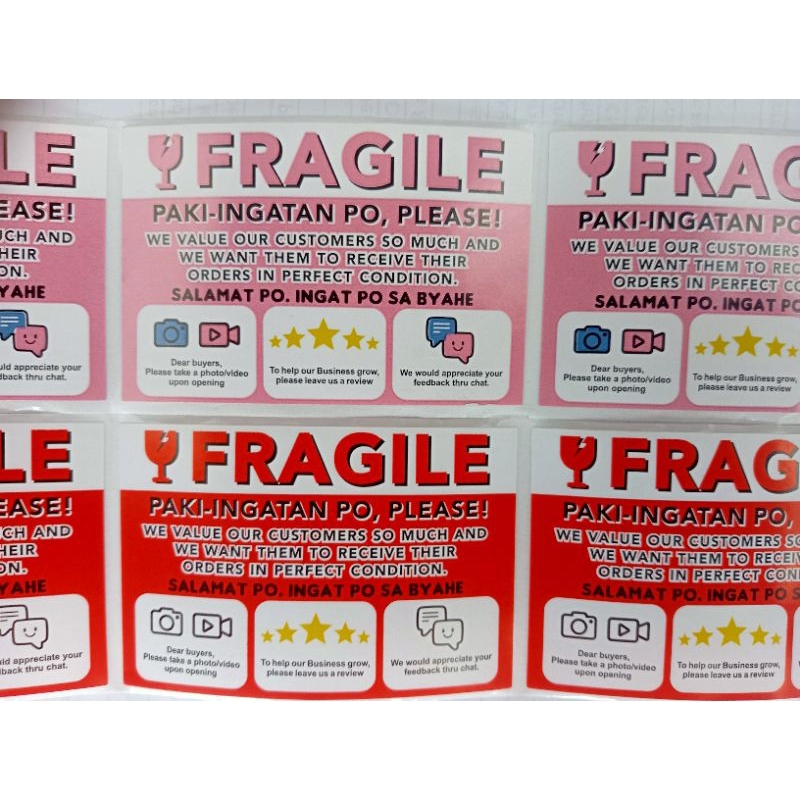 Fragile Sticker Red/Pink | Shopee Philippines