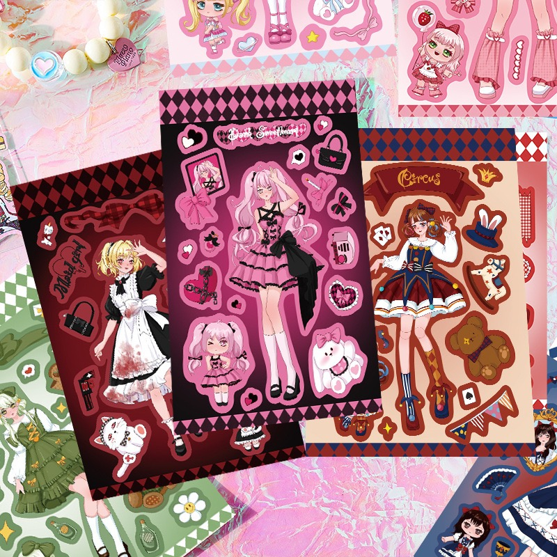 8Sheets/set original ins mocha girl Stickers DIY Sticker Make A Face ...