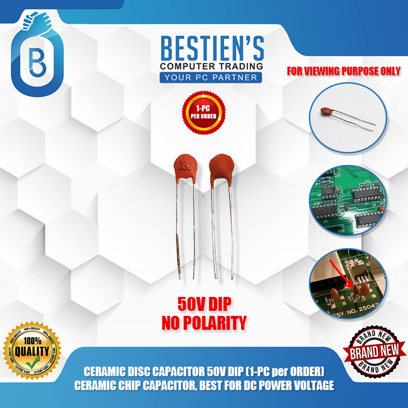 CERAMIC DISC CAPACITOR 50V DIP (1-PC per ORDER), CERAMIC CHIP CAPACITOR ...