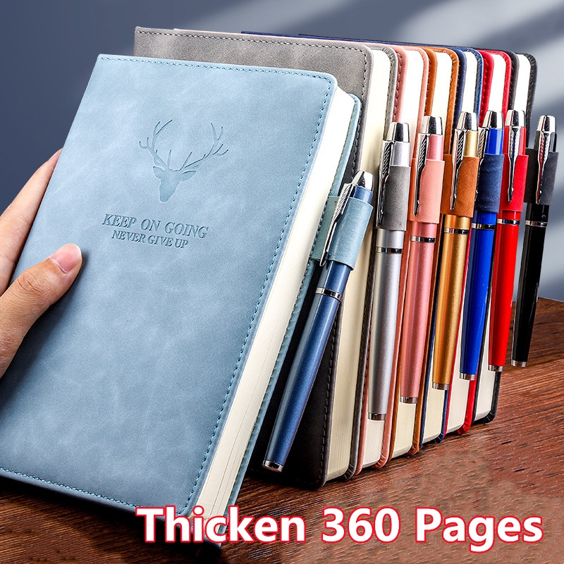 A5 notebook super thick Notepad soft leather simple college students ...