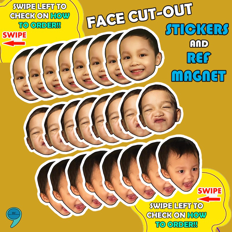 Bubble Head Vinyl Stickers and Face Cut-Out Ref Magnet (Machine Cut ...
