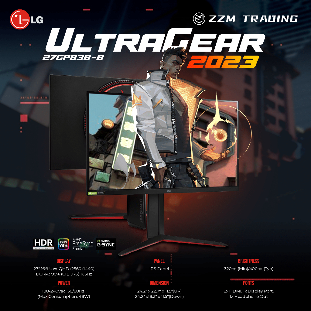 LG UltraGear 27GP83-B 2023 Gaming Monitor 27'' UW-QHD 2560x1440 IPS ...