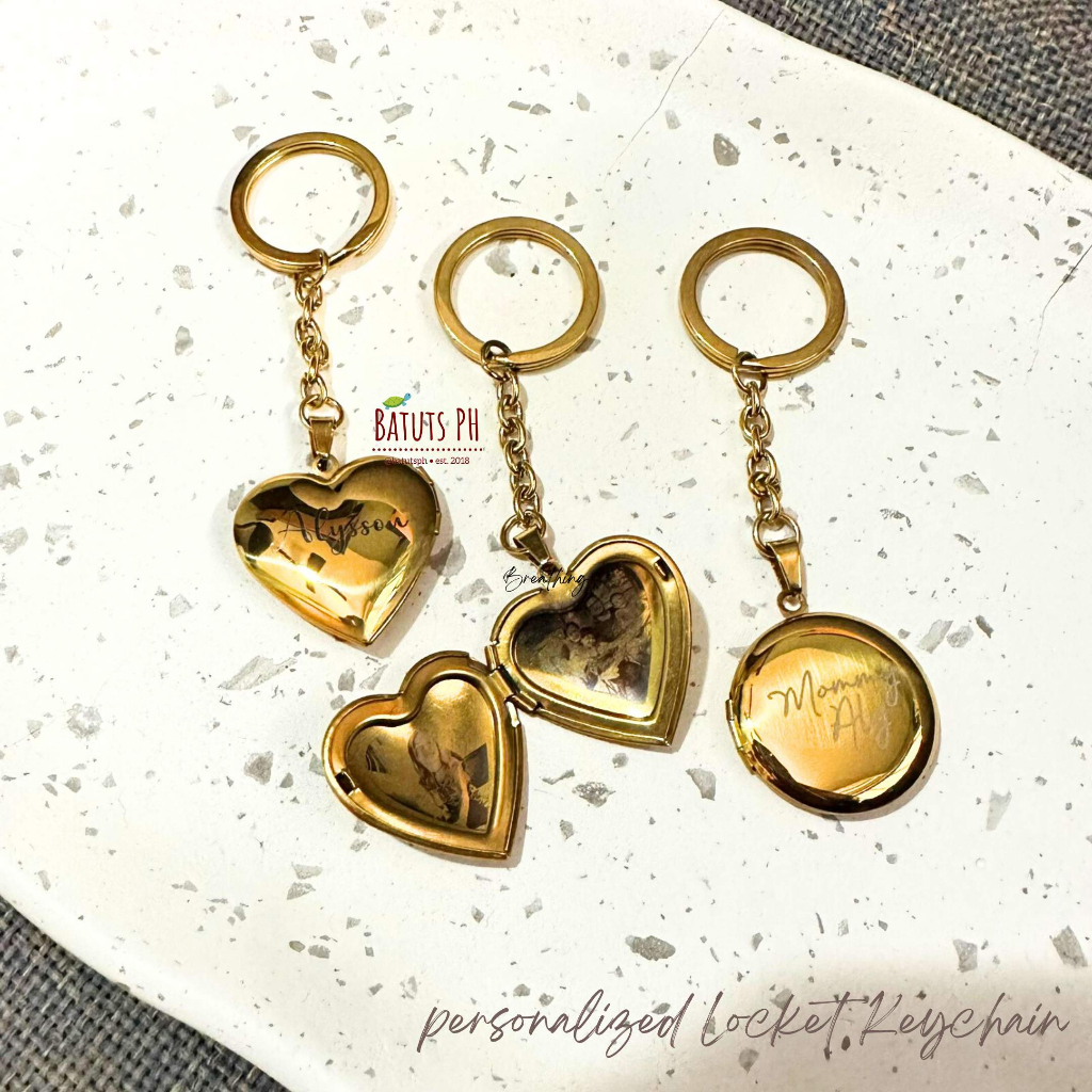 BatutsPh - Personalized Locket Keychain Laser Engraved Gold Plated ...