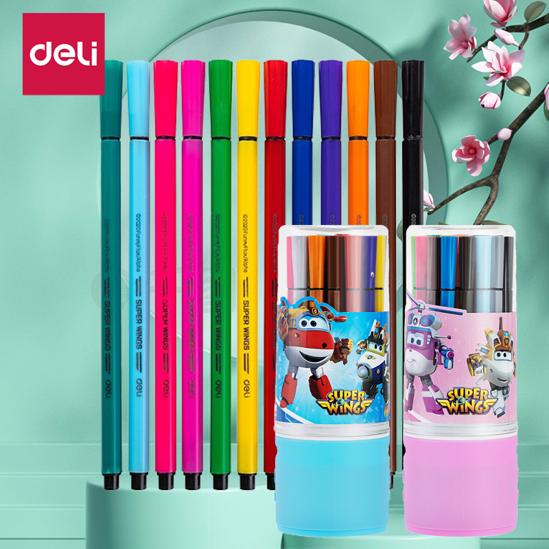 Deli 12/18/24 Colors Felt Pen Watercolor Brush Pen Marker Pens Painting ...