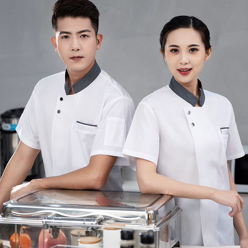 Chef Uniform for Men Short Sleeve Catering Uniform Waiter Uniform Women ...